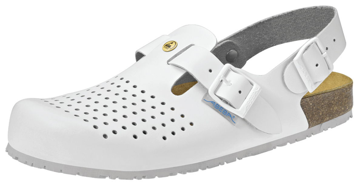 ABEBA ESD-Berufsschuh Nature, Clog weiß ESD, ESD-gerecht nach DIN EN ...